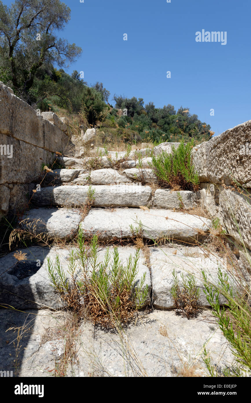 Stone staircase steps at southern side Katsivelos archaeological site ...