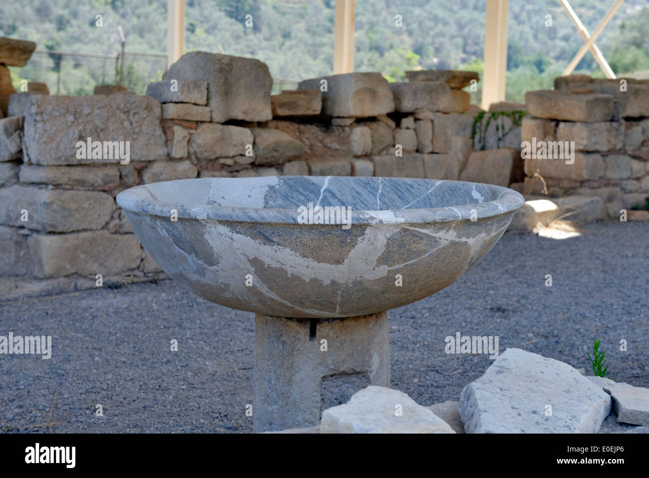 Ancient water or oil basin at Katsivelos archaeological site Ancient ...