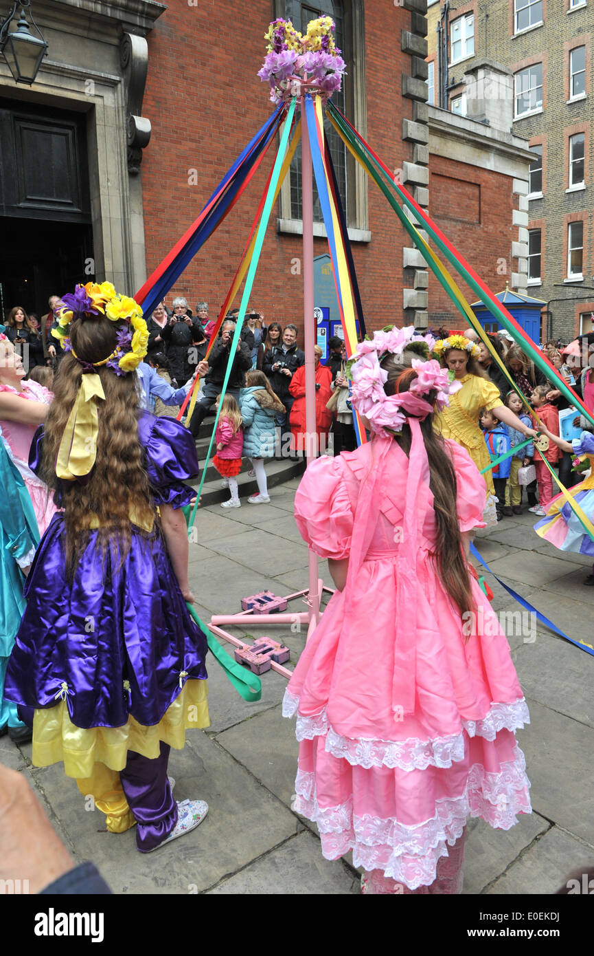 Covent Garden, London, UK. 11 May 2014. The Maypole dancers at the May ...