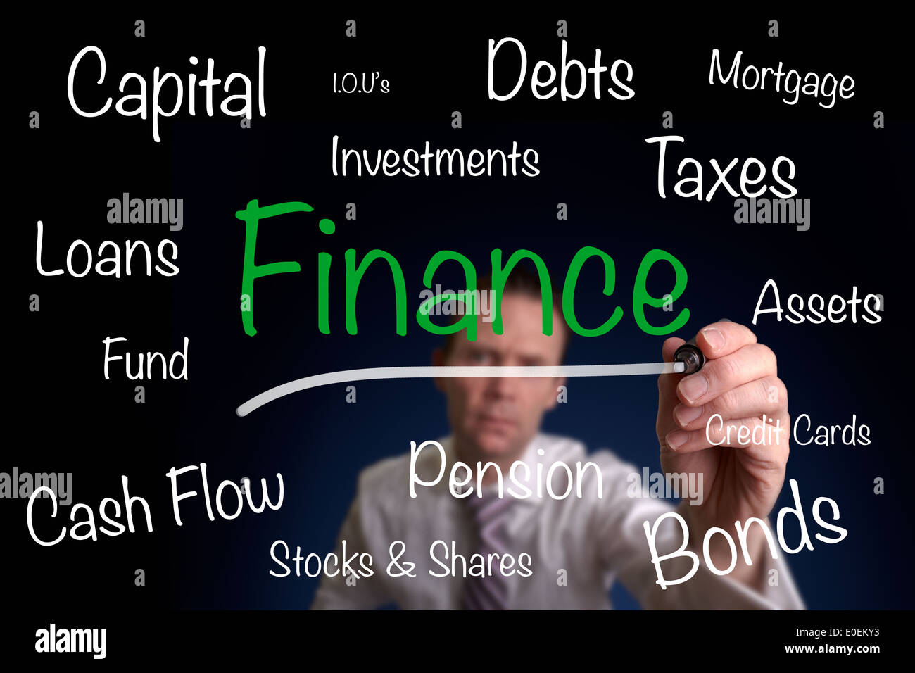 A businessman drawing a financial concept on a screen Stock Photo - Alamy