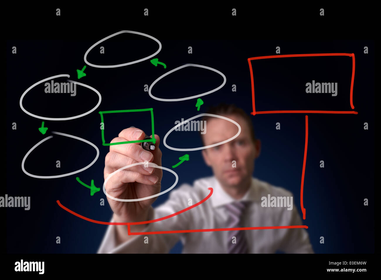 A businessman drawing a strategy flowchart Stock Photo - Alamy