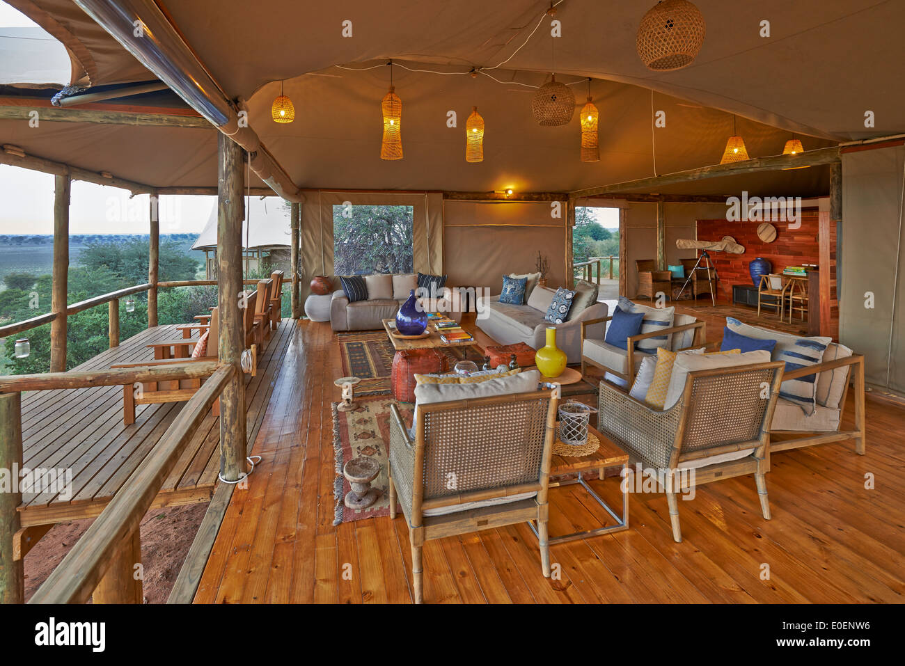 main area of Polentswa Tented Camp, Kgalagadi Transfrontier Park ...