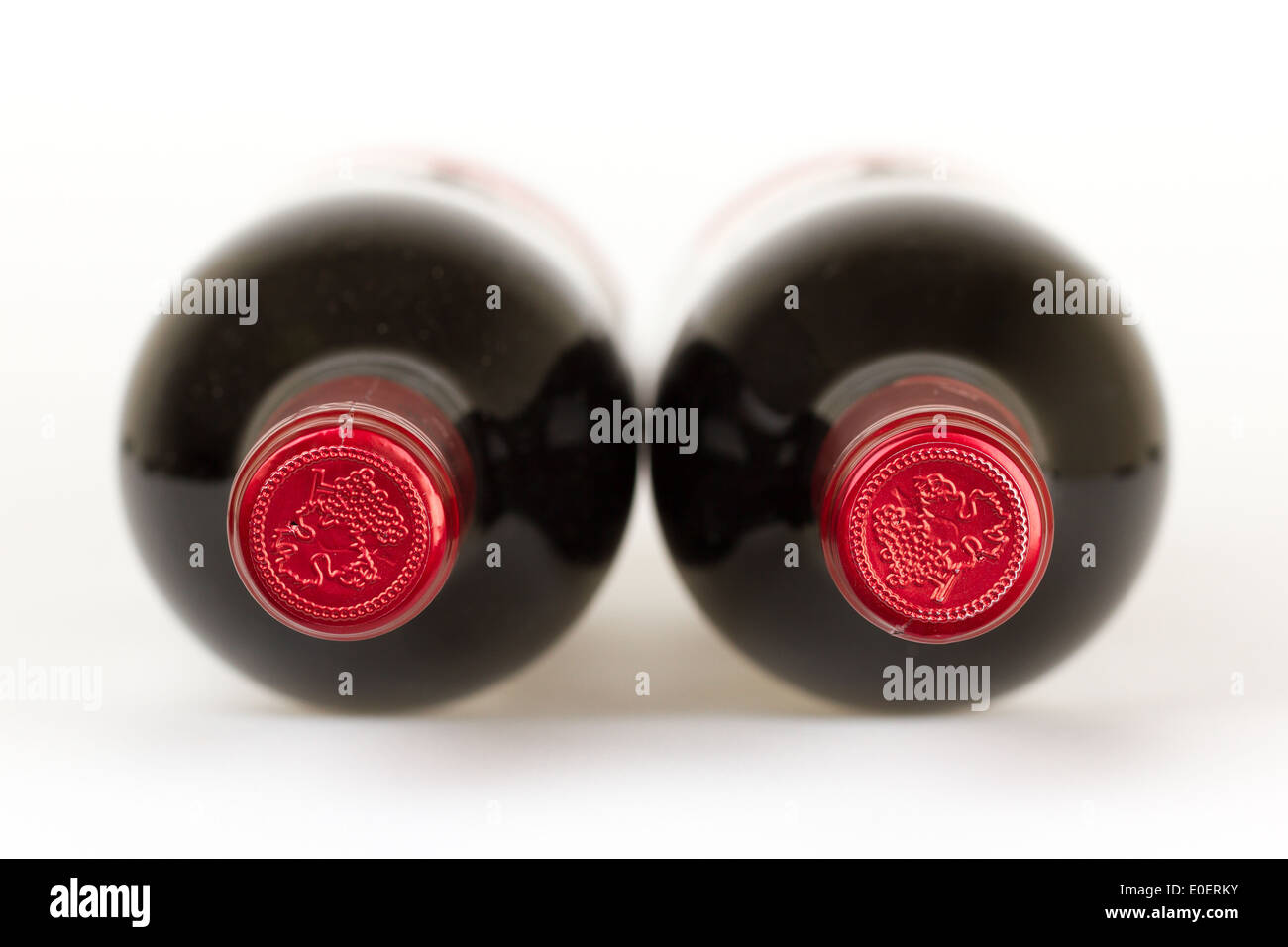 Two bottles of wine isolated on white background Stock Photo - Alamy