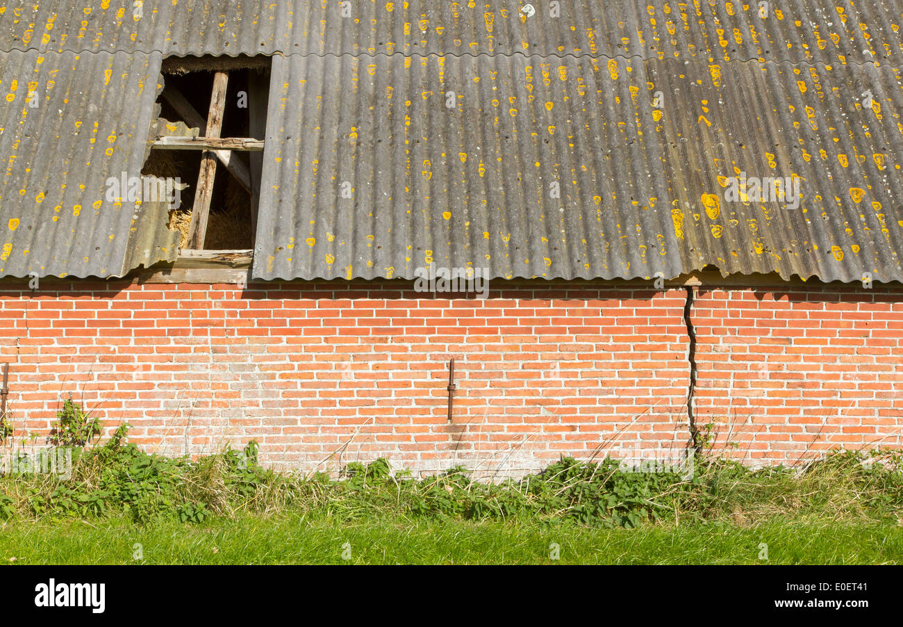 Old stable roof collapsed due to bad maintenance Stock Photo - Alamy