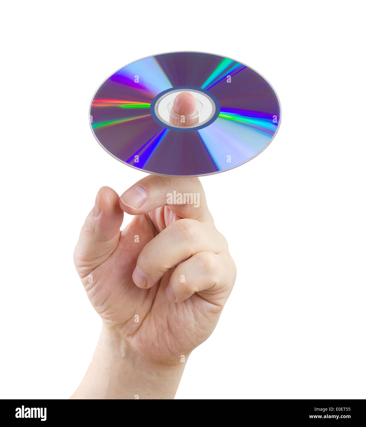 Hand with computer disk isolated on white background with clipping path ...