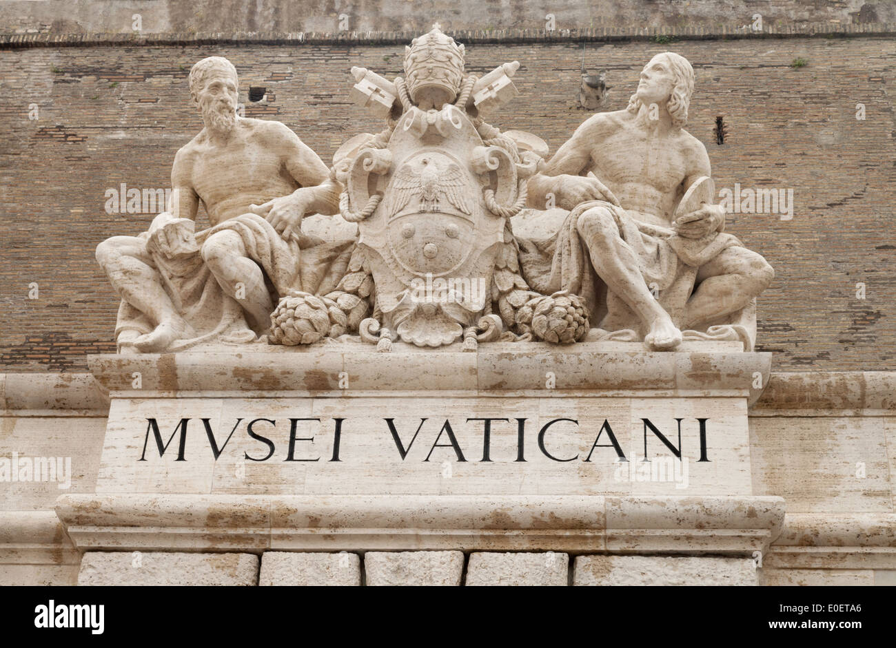 The sign at the entrance to the Vatican Museums, Vatican City, Italy ...