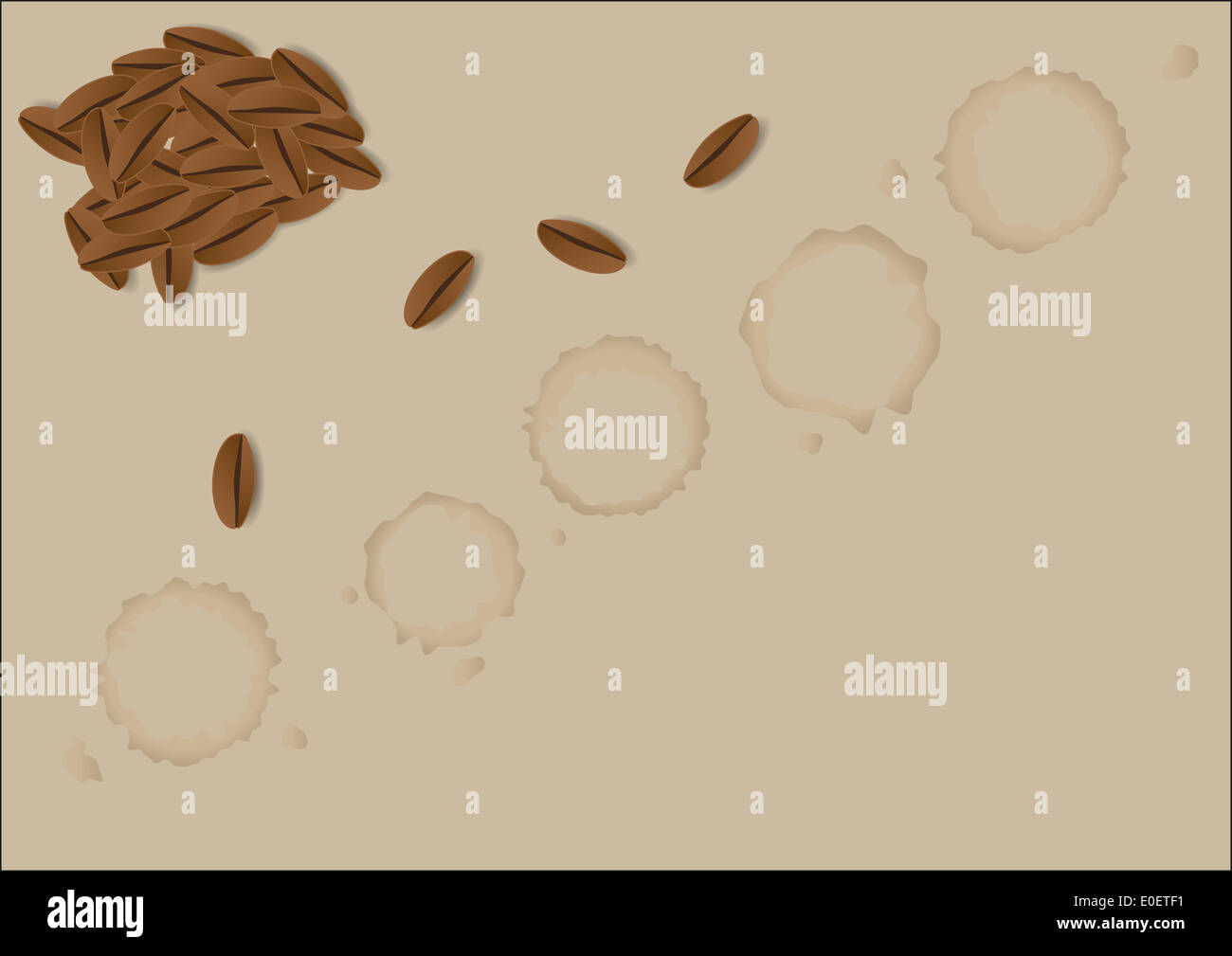 Coffee stains on paper with beans Stock Photo - Alamy