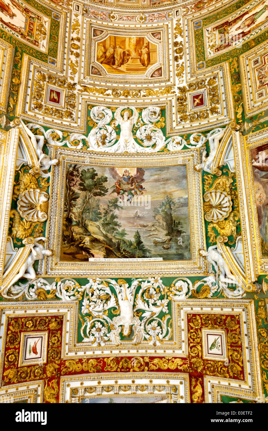 Decorated ceiling of the Gallery of Maps, Vatican Museum, Vatican City, Rome Italy Europe Stock ...