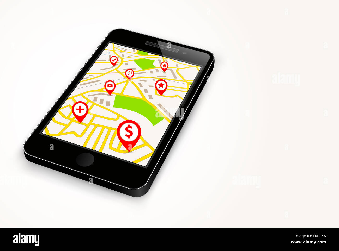 Phone with navigation map Stock Photo - Alamy