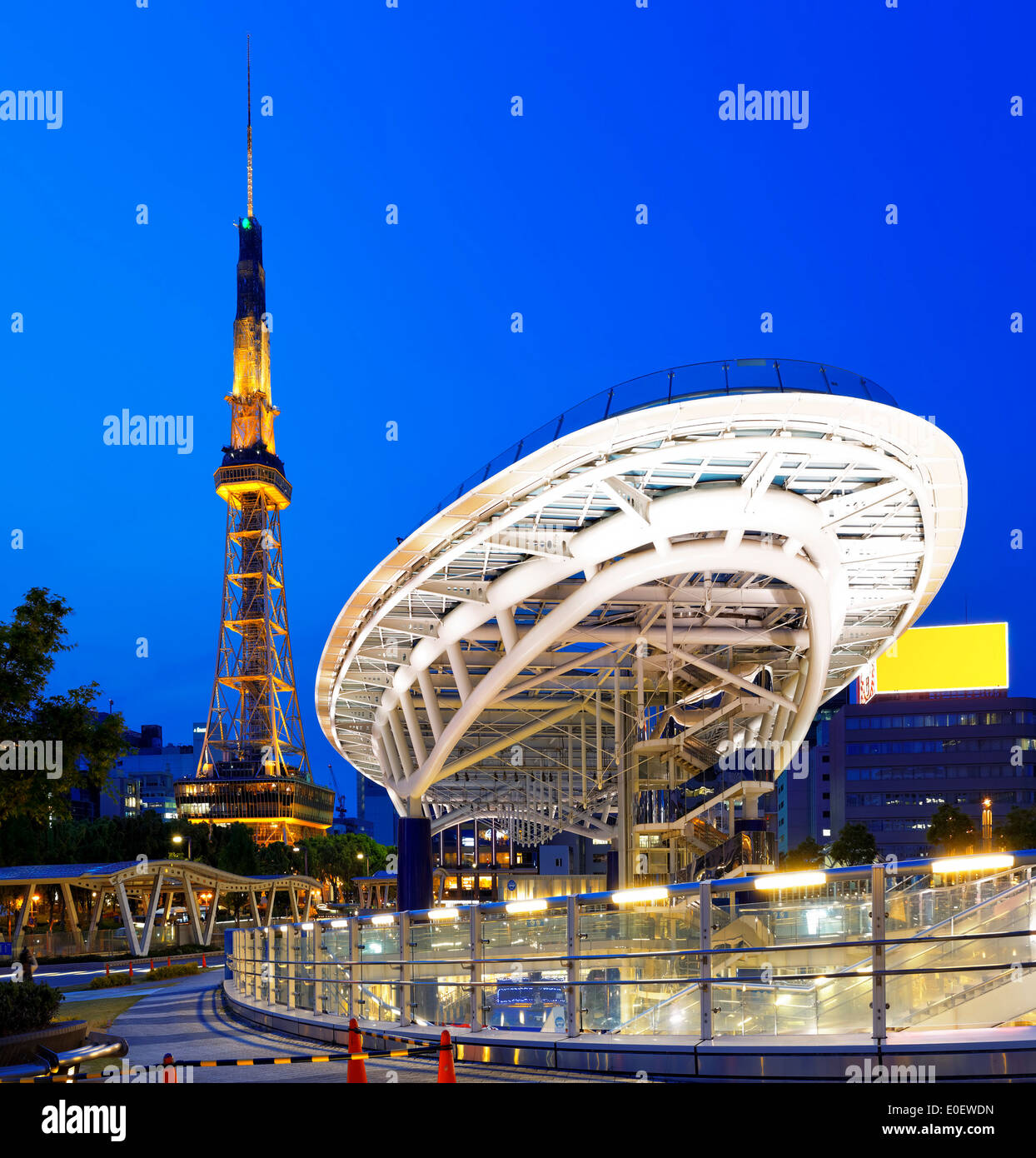 Nagoya landmark, Japan city skyline with Nagoya Tower at night Stock ...