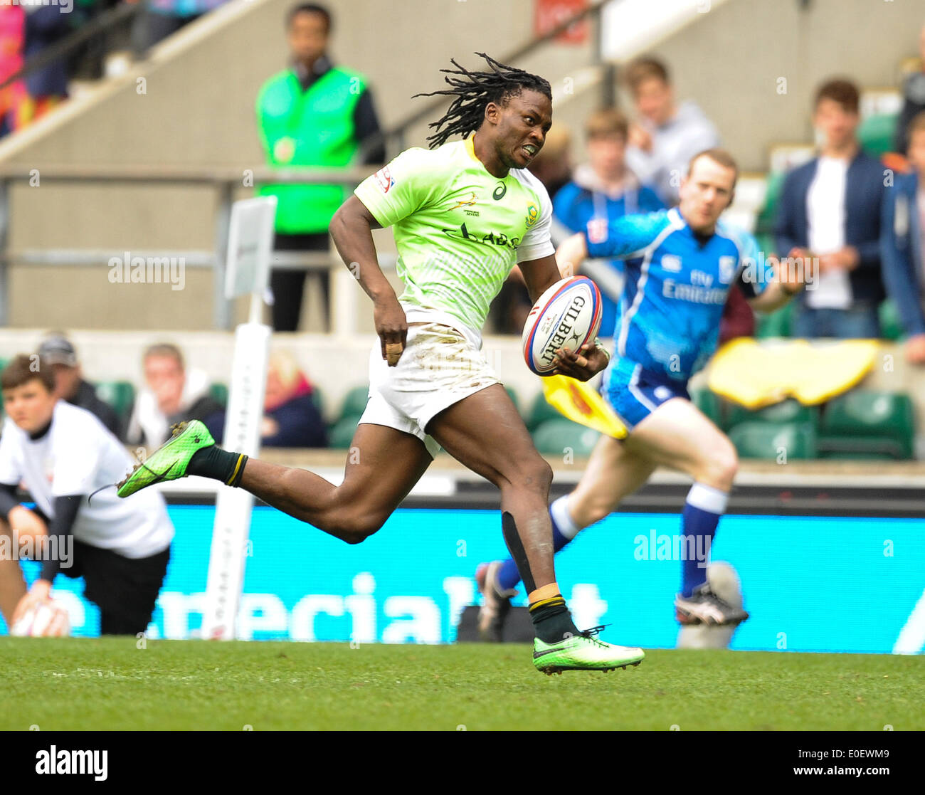 London, UK. 11th May, 2014. Seabelo Senatla of South Africa on his way ...