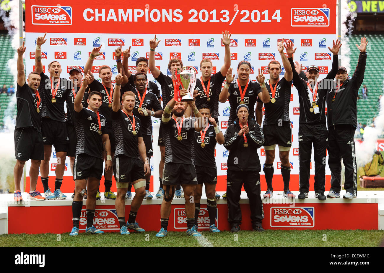 London, UK. 11th May, 2014. New Zealand captain DJ Forbes and his team ...