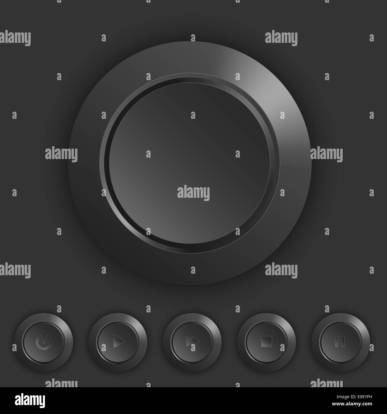 Dark buttons with play,pause icons Stock Photo - Alamy
