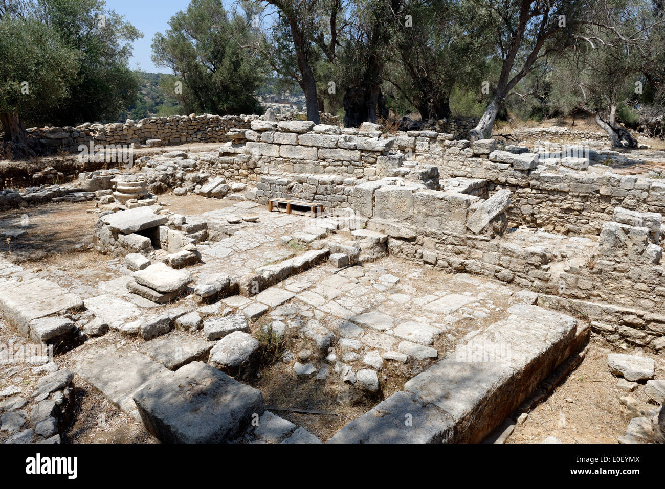 Ruins excavations on Acropolis proper Ancient Eleutherna Crete Greece ...