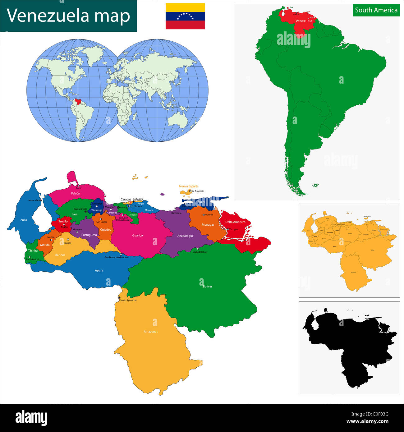 Venezuela map hi-res stock photography and images - Alamy