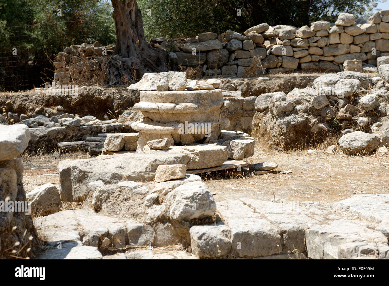 Ruins excavations on Acropolis proper Ancient Eleutherna Crete Greece ...