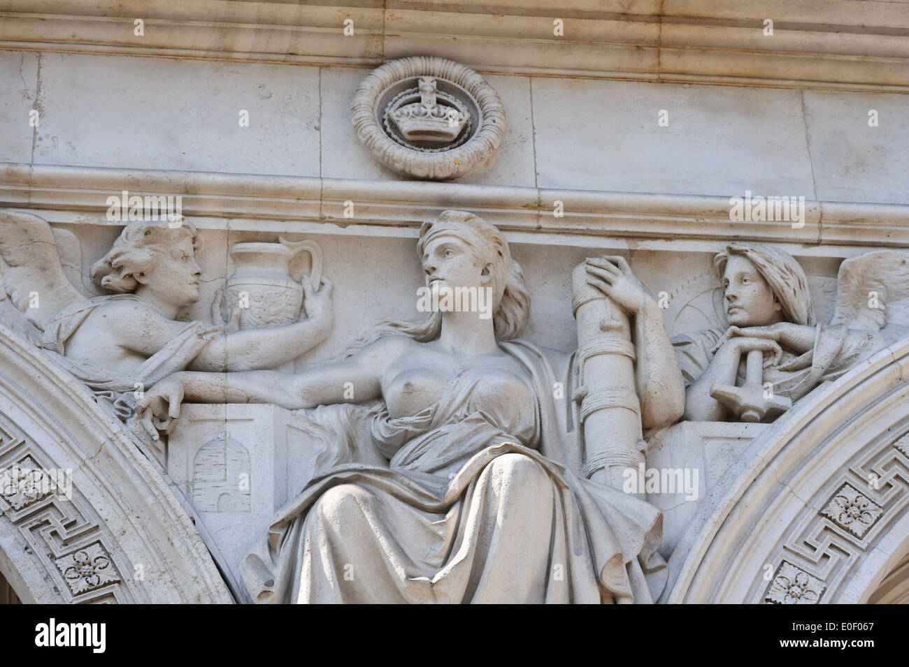 Decorative sculptures illustrates Home and Colonial concerns on the ...