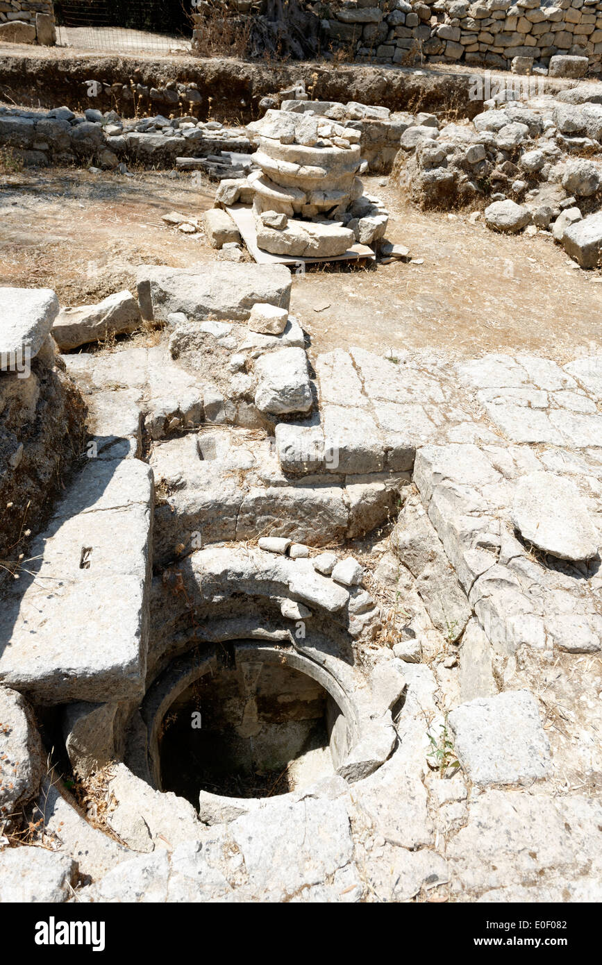 Ruins excavations on Acropolis proper Ancient Eleutherna Crete Greece ...