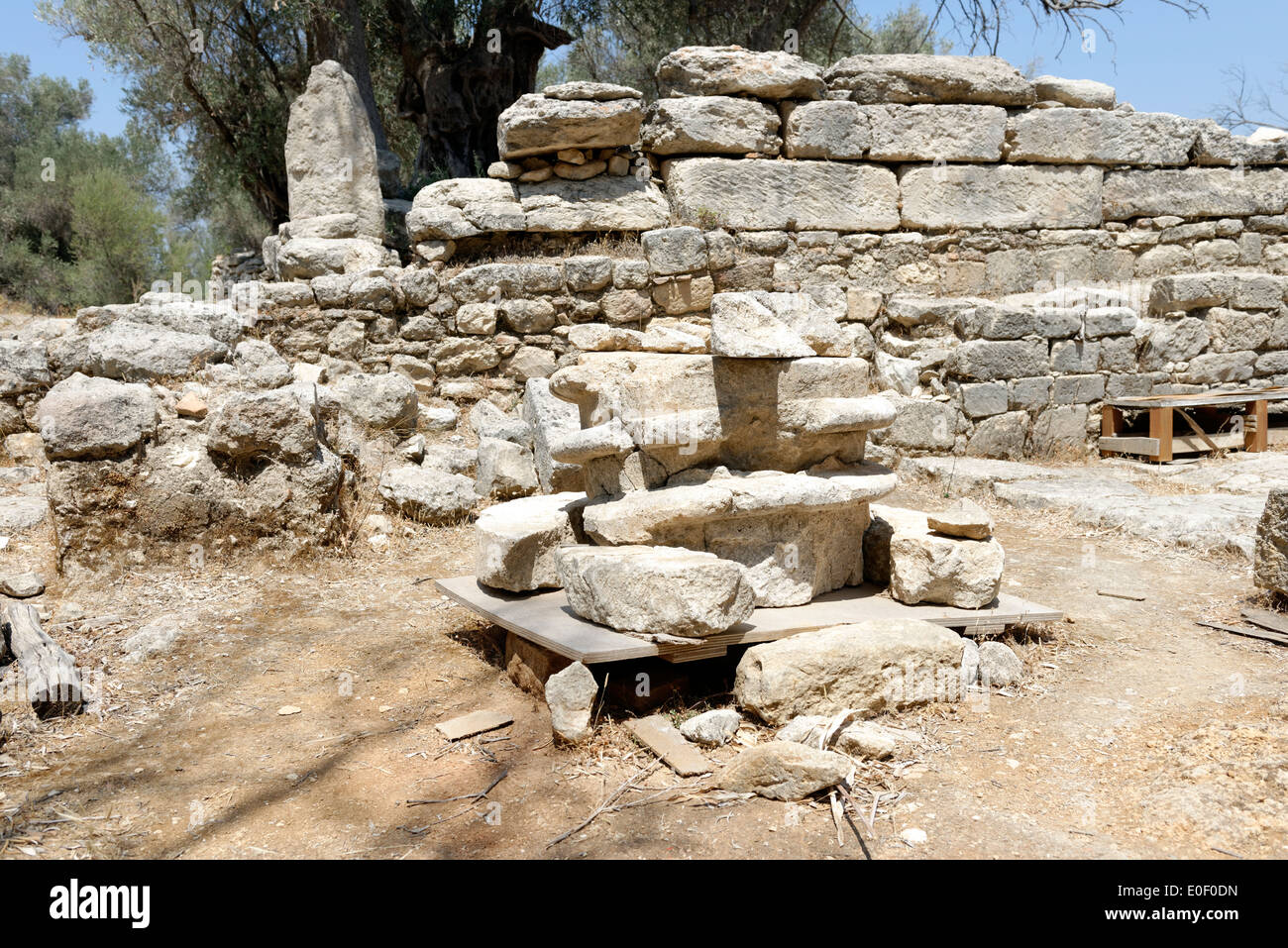 Ruins excavations on Acropolis proper Ancient Eleutherna Crete Greece ...