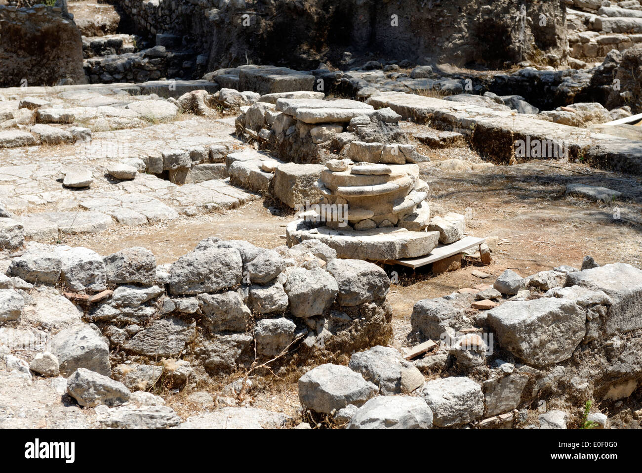 Ruins excavations on Acropolis proper Ancient Eleutherna Crete Greece ...