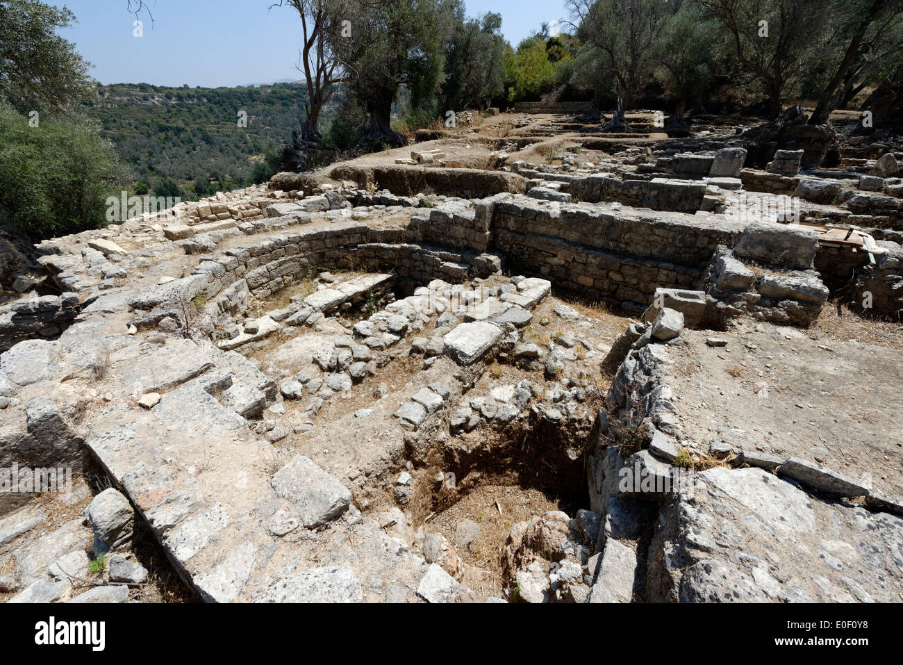 Ruins excavations on Acropolis proper Ancient Eleutherna Crete Greece ...