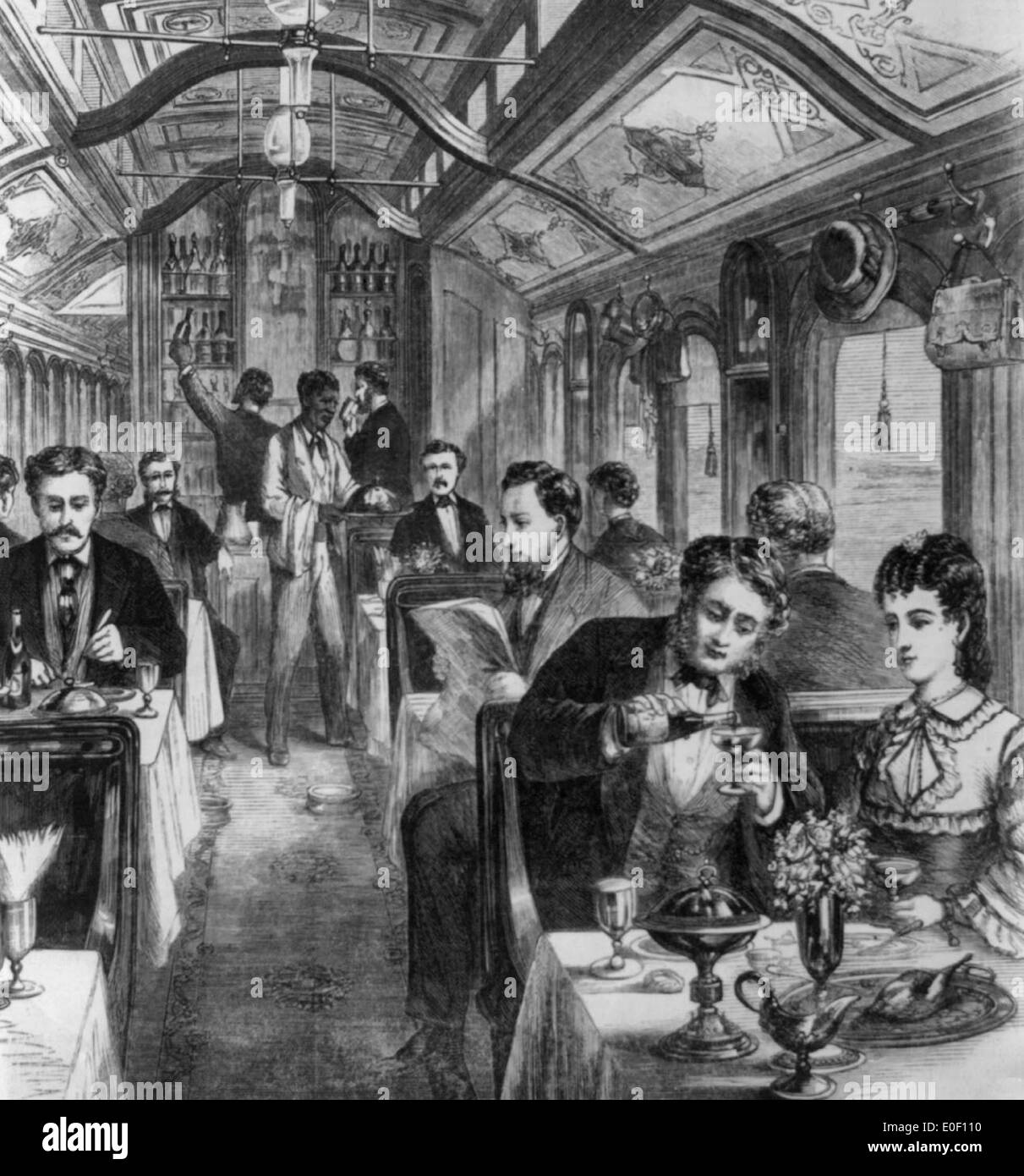 Across the continent on the Pacific Railroad - dining saloon of the ...