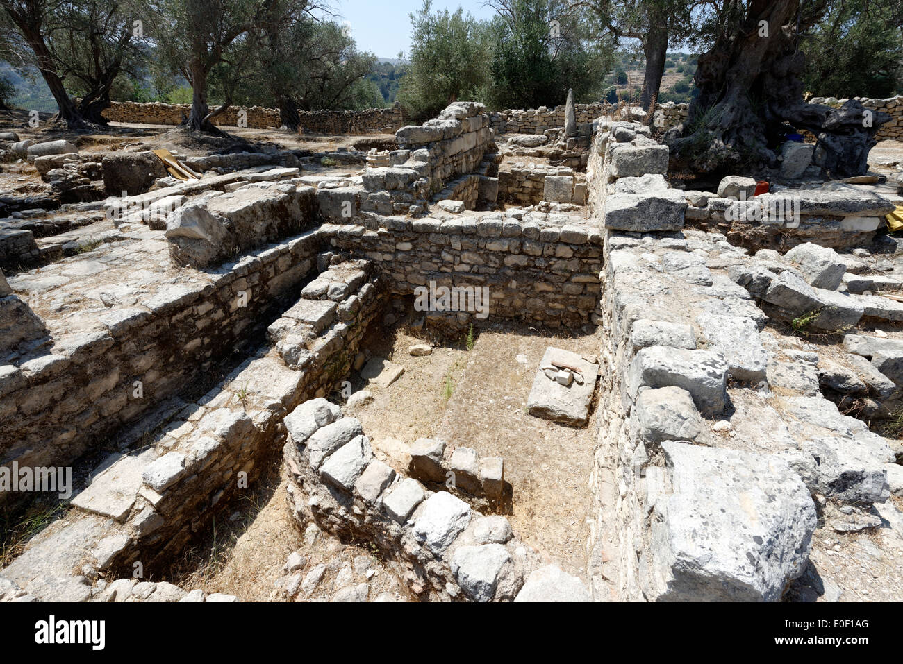 Ruins excavations on Acropolis proper Ancient Eleutherna Crete Greece ...
