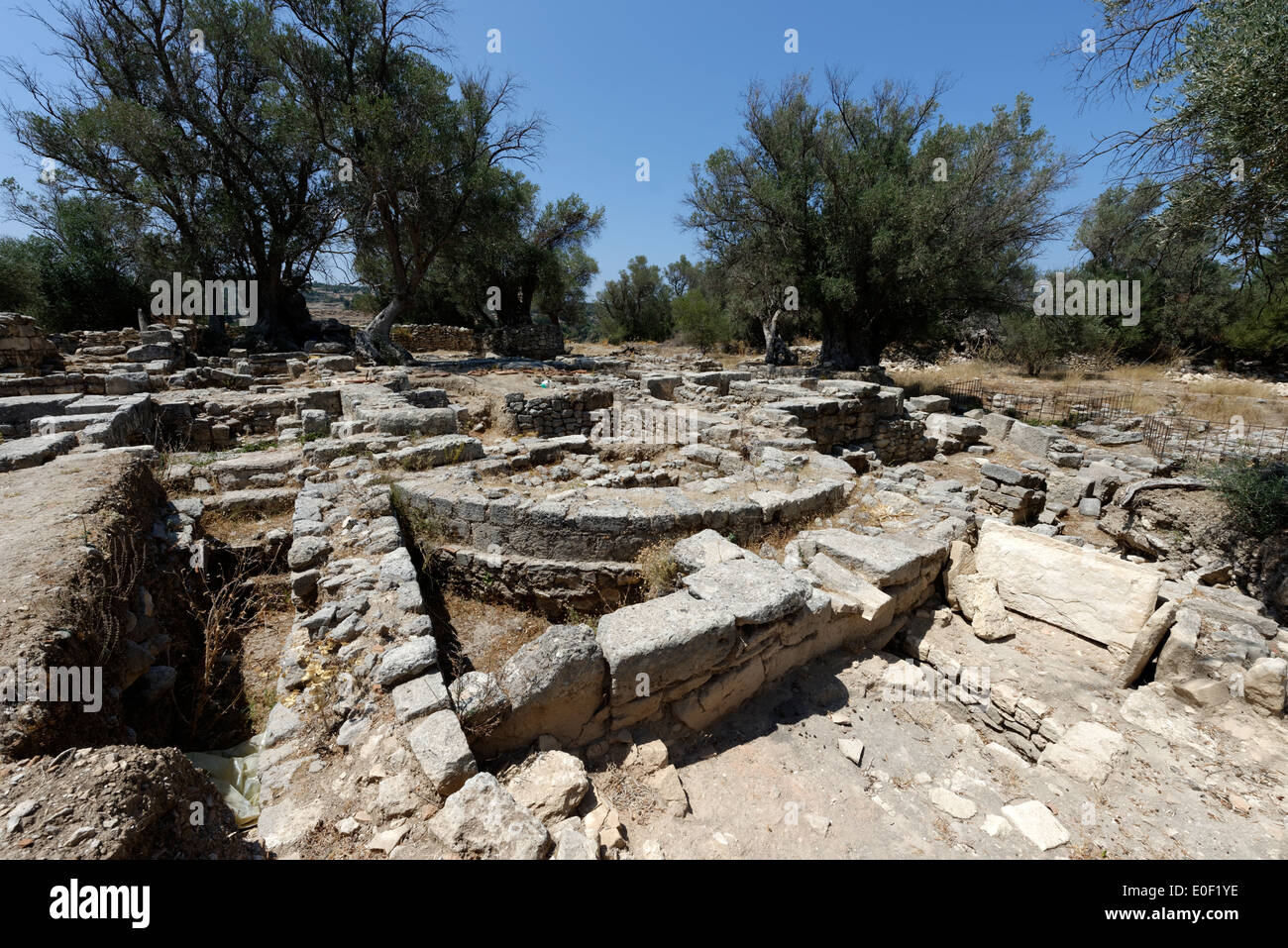 Ruins excavations on Acropolis proper Ancient Eleutherna Crete Greece ...