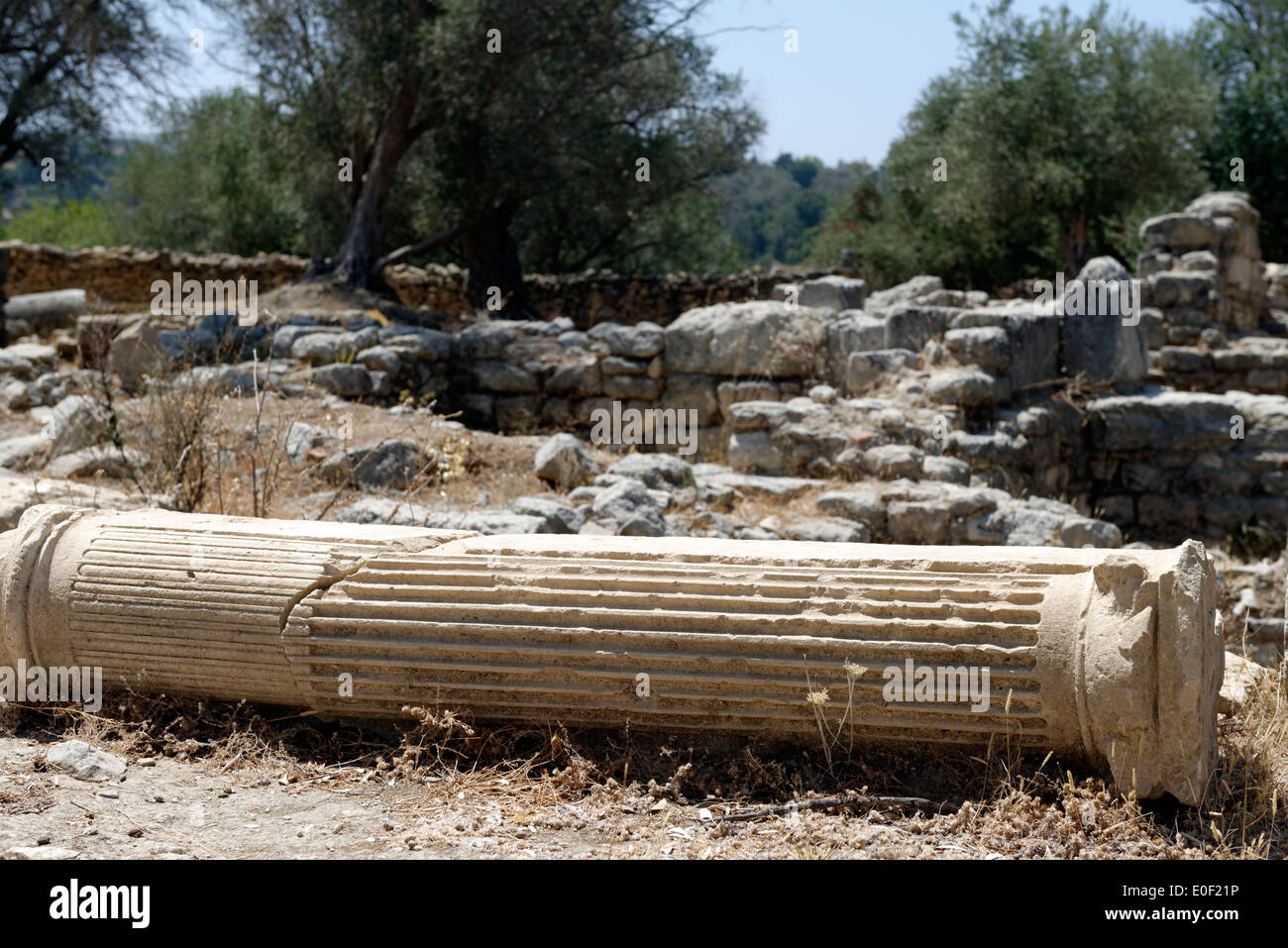 Ruins excavations on Acropolis proper Ancient Eleutherna Crete Greece ...