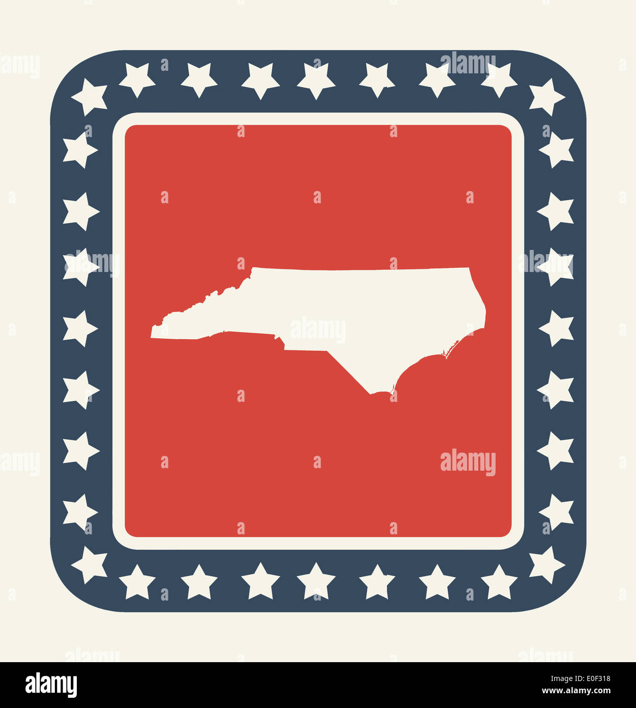 North Carolina state button on American flag in flat web design style ...
