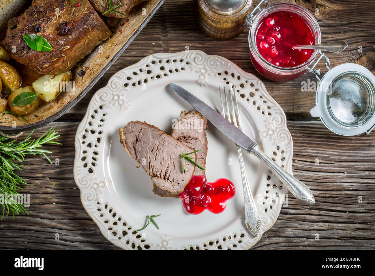 Venison white plate hi-res stock photography and images - Alamy