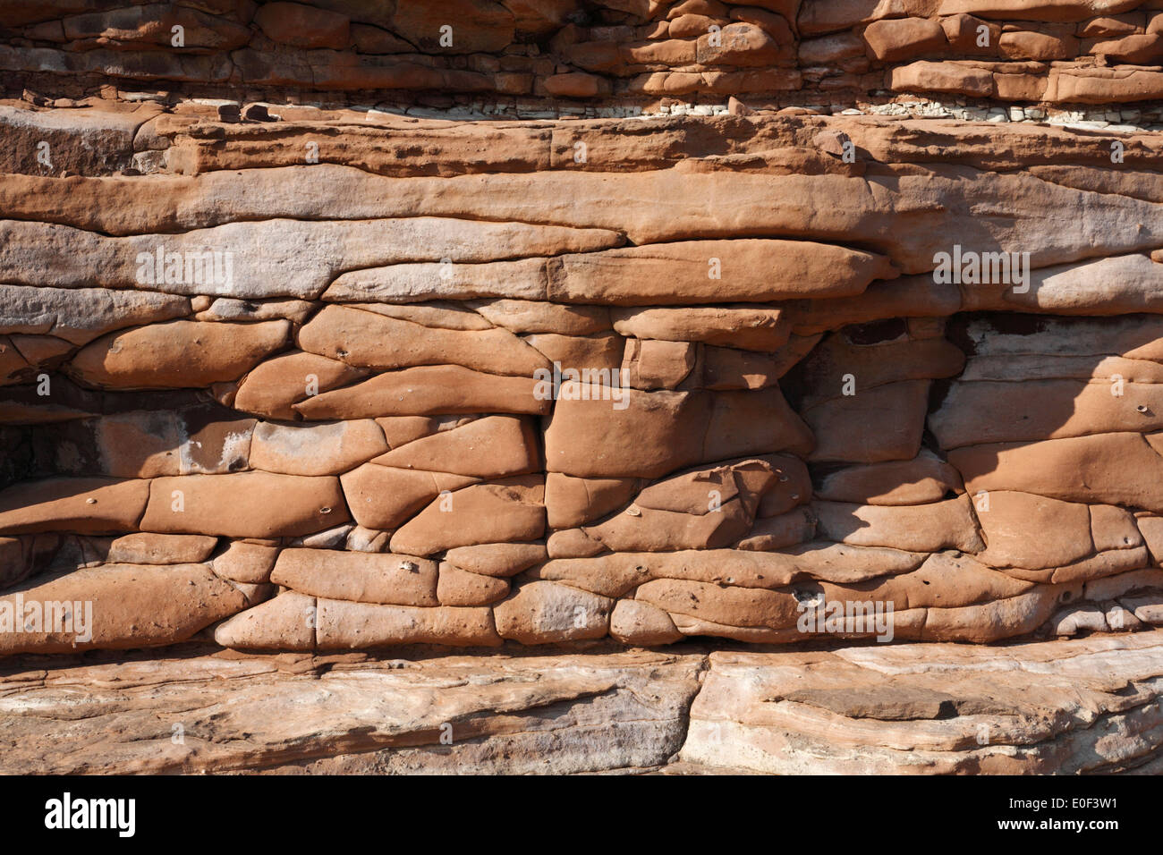 Layers of fine sandstone deposits at Bendrick Rocks, Sully Wales UK ...