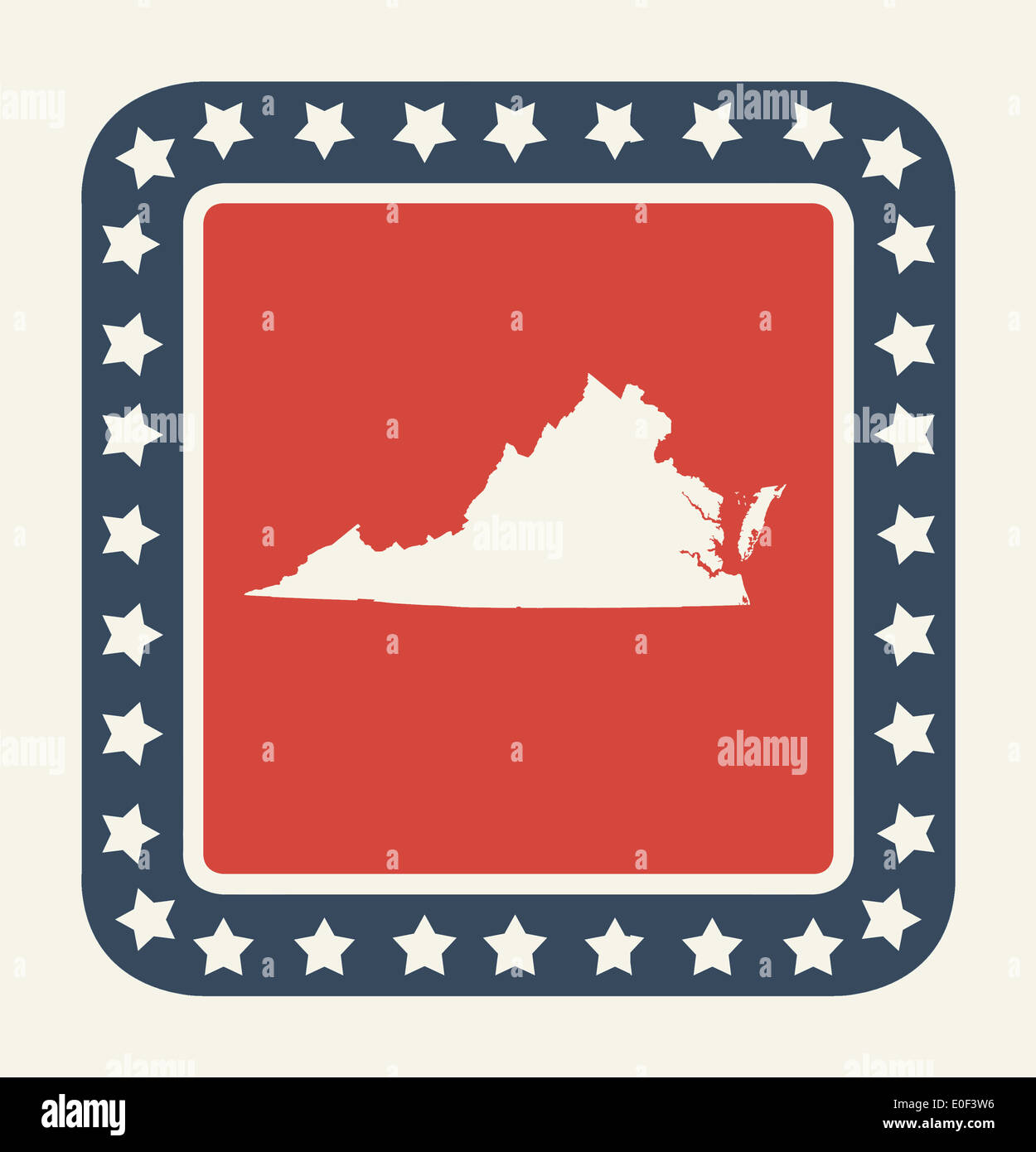 Virginia state button on American flag in flat web design style ...