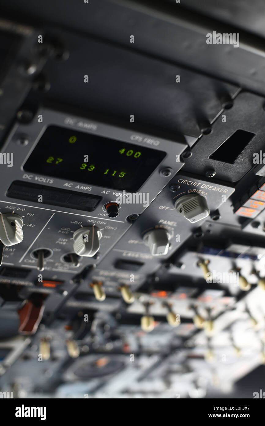 The pilots' control panel inside a passenger airplane Stock Photo - Alamy