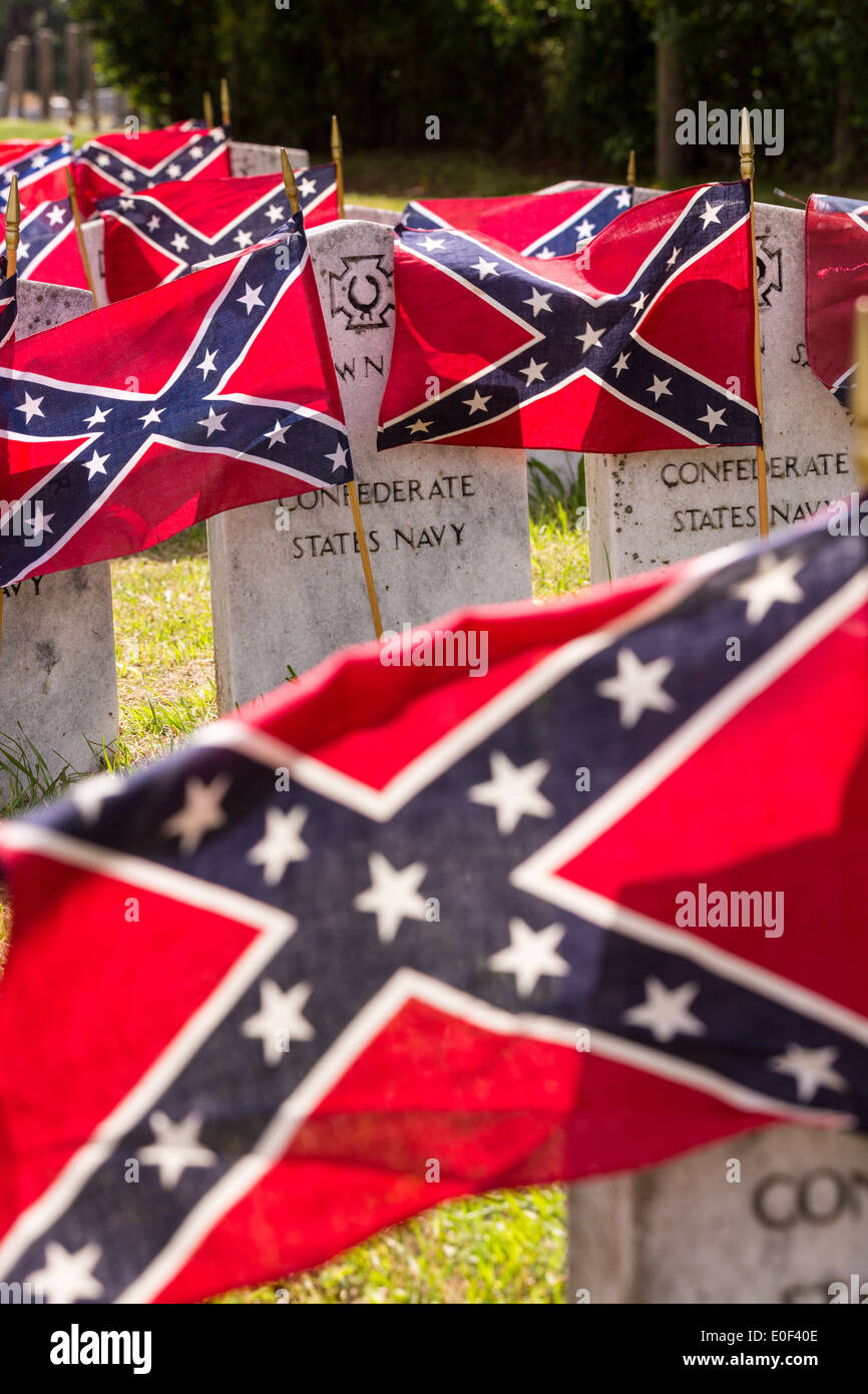 Confederate rebel flags decorate grave markers of soldiers killed in ...