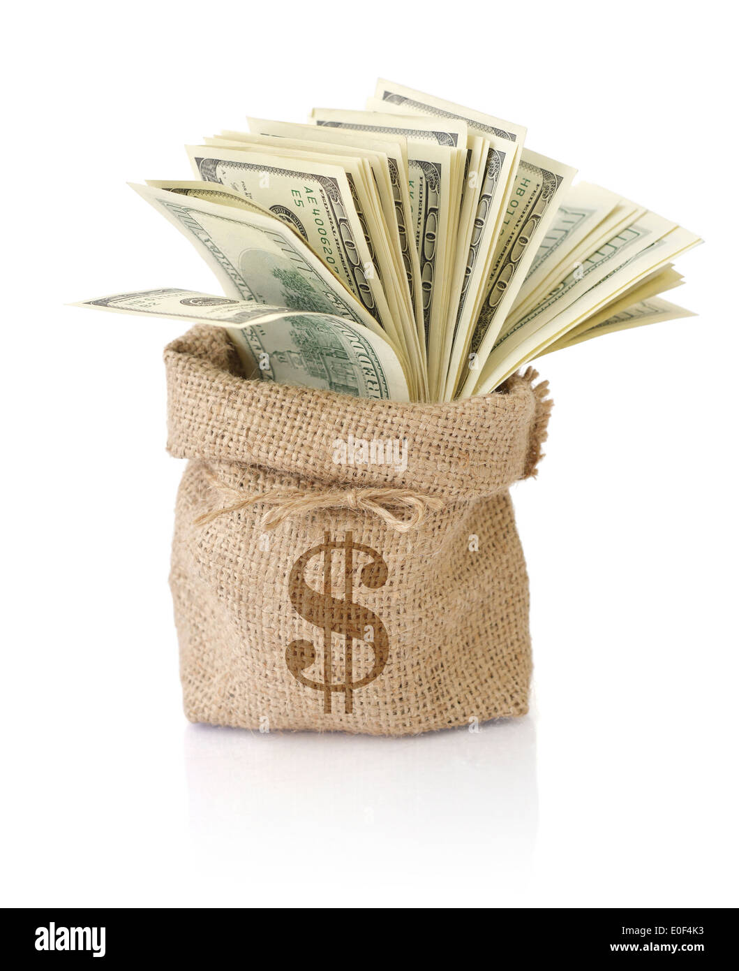 Money in the sack isolated on a white background Stock Photo - Alamy