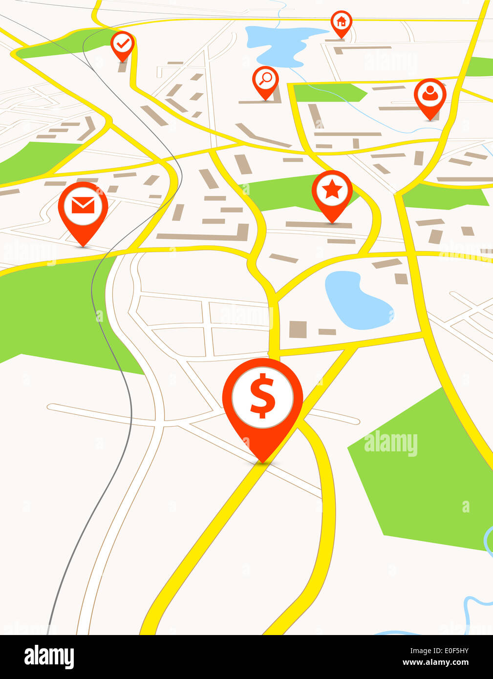 Navigation map with red signs Stock Photo - Alamy