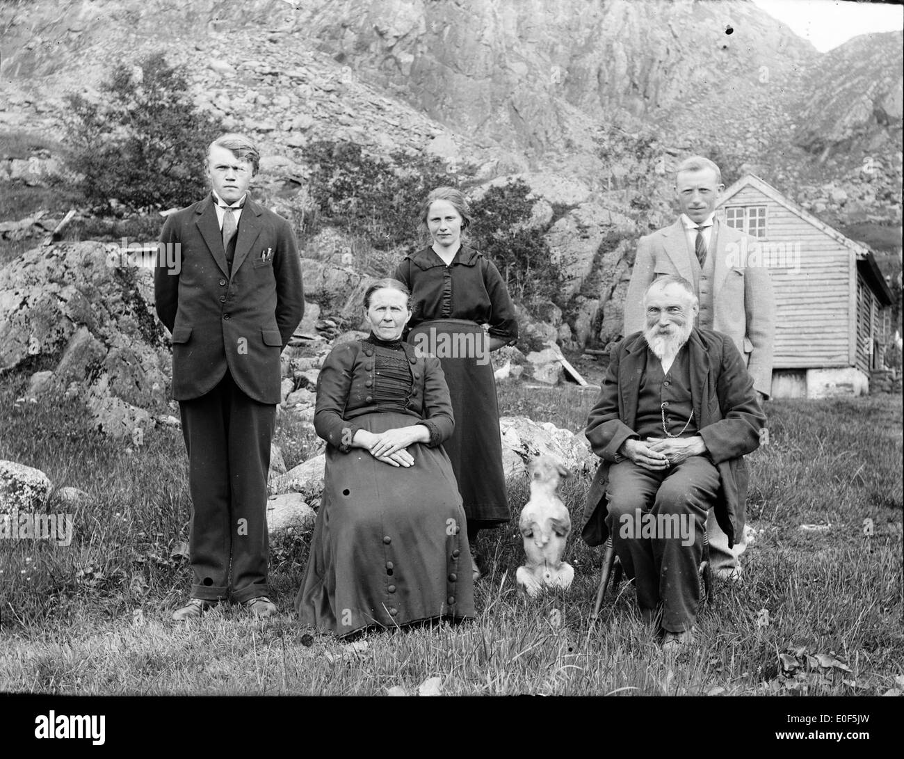 This family portrait taken in Askvoll, Norway, reflects a historical ...