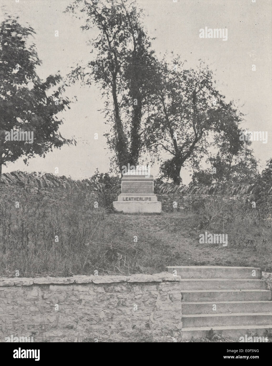 A photograph of the Leatherlips Monument in 1918, located in Franklin ...