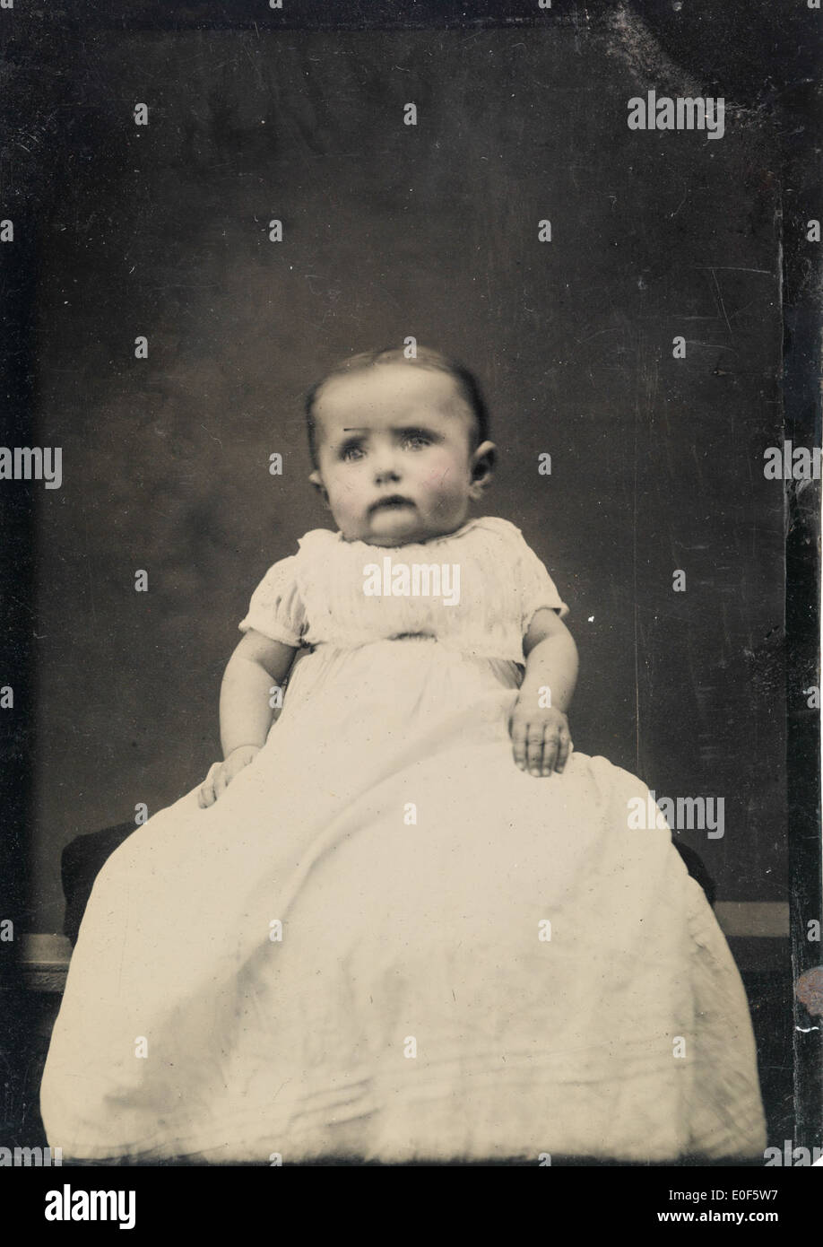 A historical portrait of a baby taken between 1856 and 1900, showcasing ...