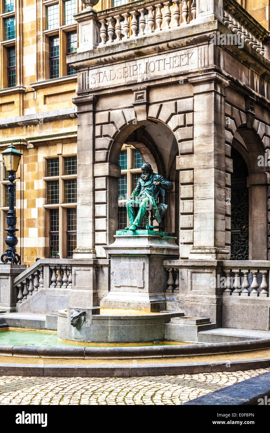The statue of Hendrik Conscience outside the Erfgoedbibliotheek Hendrik ...