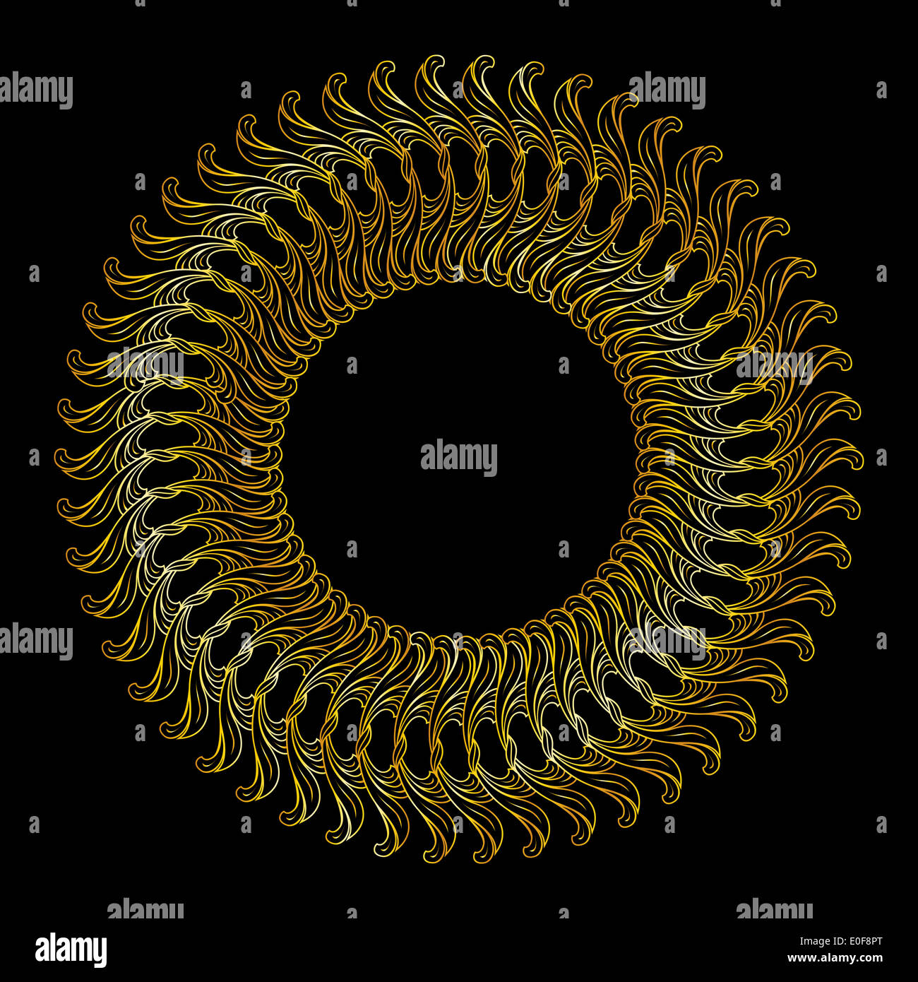 Abstract floral pattern in gold colors over black Stock Photo - Alamy