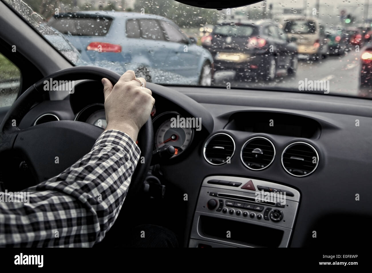 Rainy day in car Stock Photo - Alamy