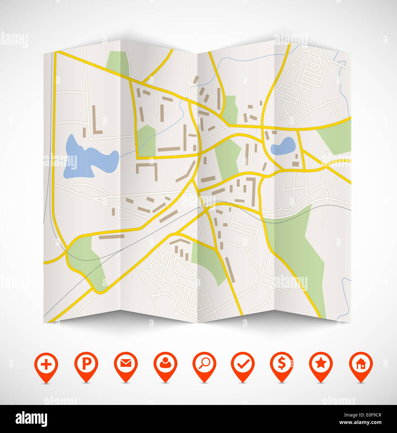 Folded Road Map Vector