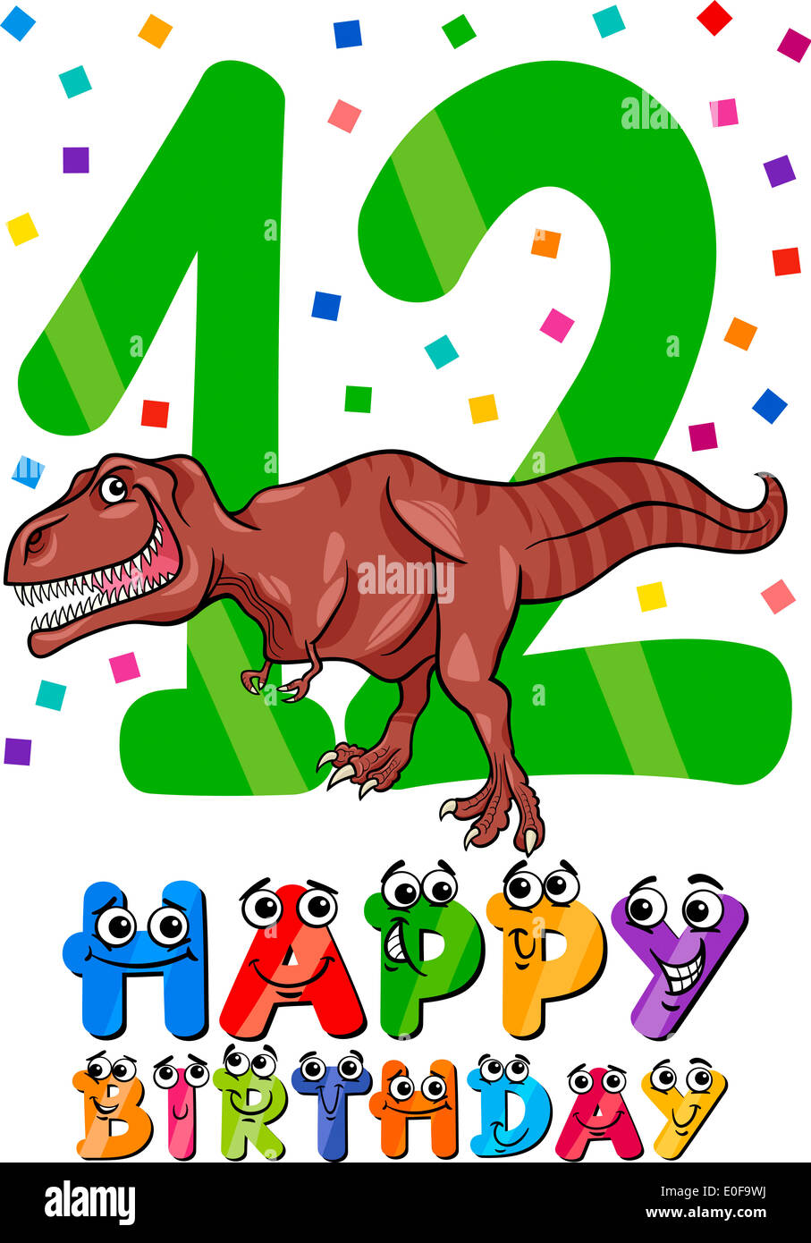 Cartoon Illustration of the Twelfth Birthday Anniversary Design for ...