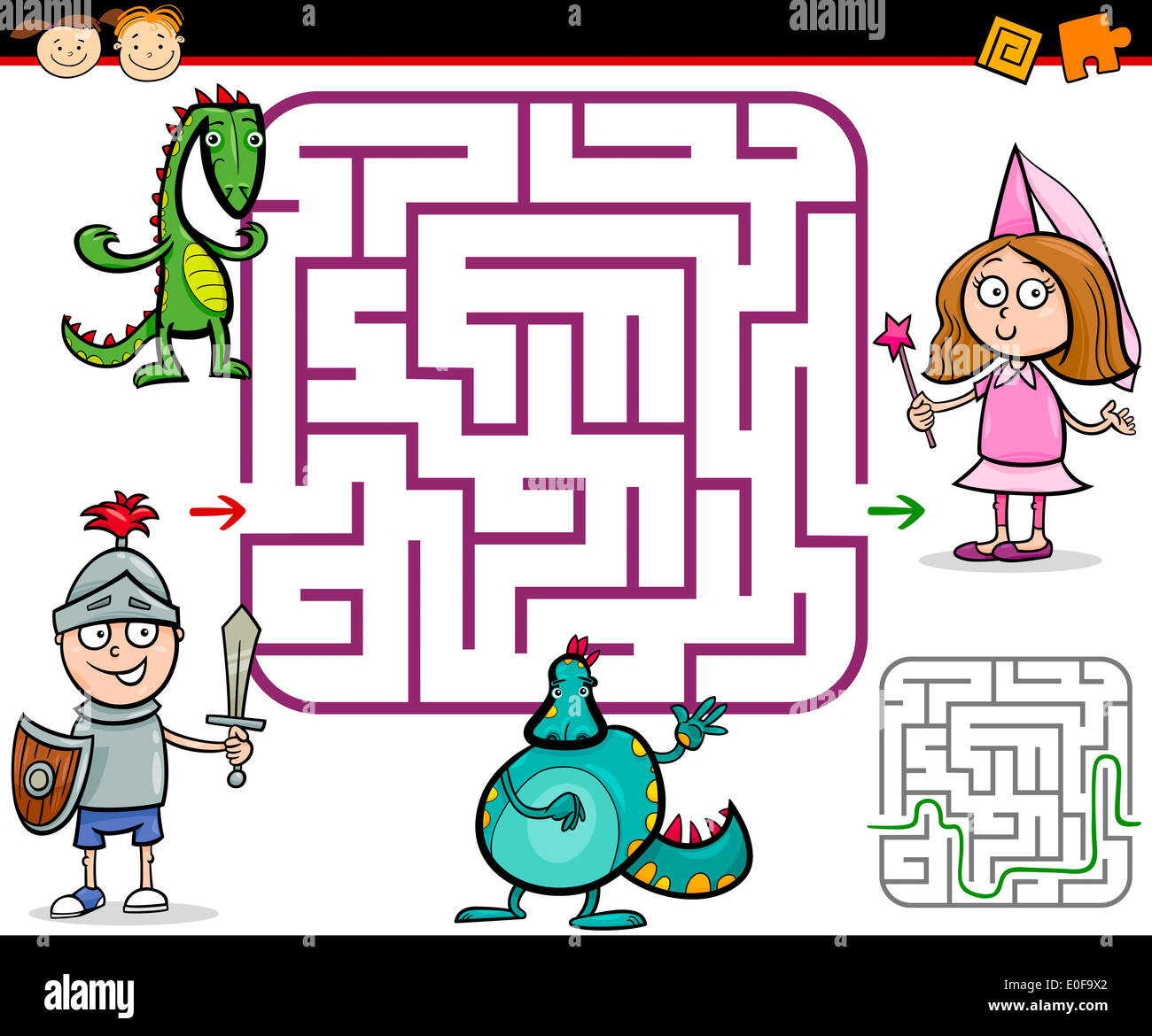 Cartoon Illustration of Education Maze or Labyrinth Game for Preschool ...