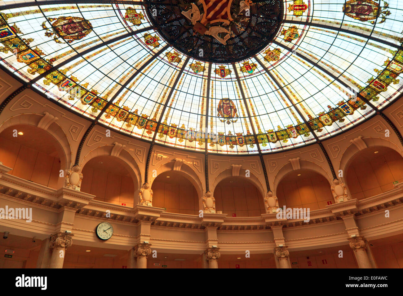Stained Glass Dome in the Post Office Building in Valencia Stock Photo ...