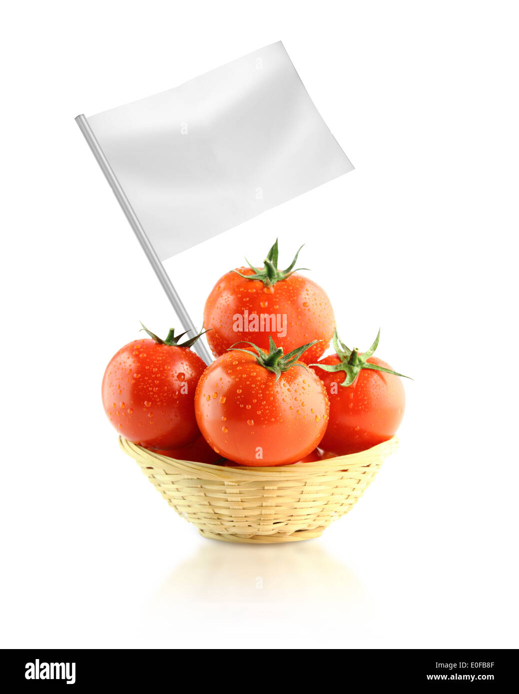 Healthy and organic food concept. Fresh Tomatoes in Dish straw with ...