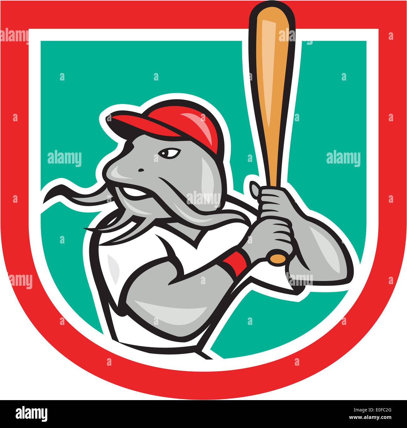 Illustration of a catfish baseball player batter hitter batting viewed ...