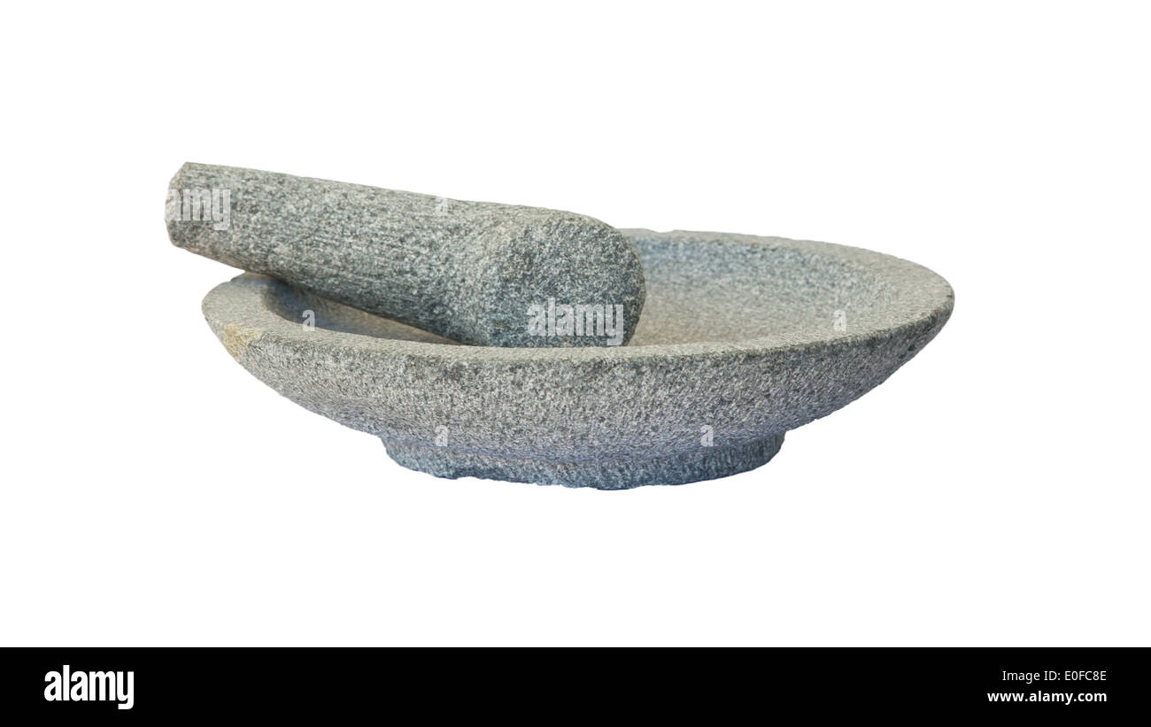 Stone mortar isolated on a white background Stock Photo - Alamy